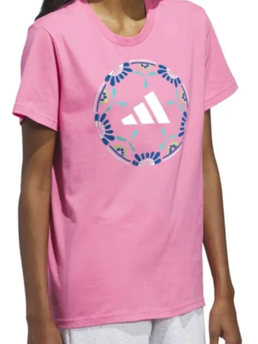 adidas | Tops | Ladies Xl Cotton Adidas Graphic Design Pink Tee Shirt ...